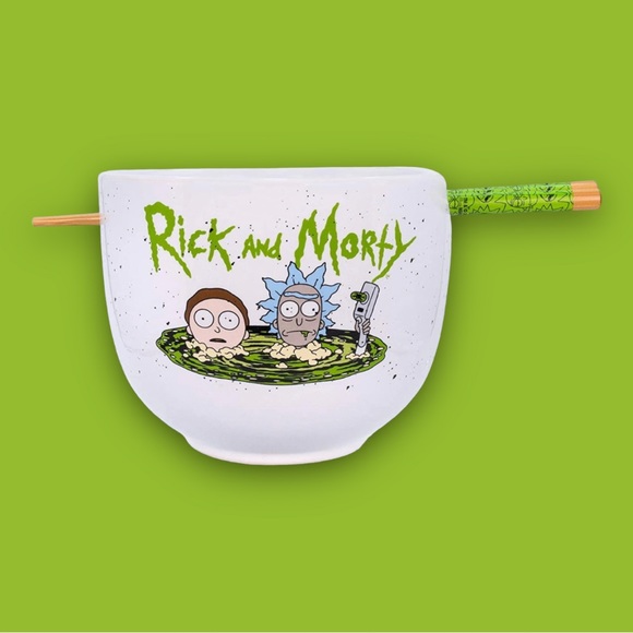 Dining | Rick Morty Ramen Ceramic Noodle Bowl And Wooden Chopsticks ...
